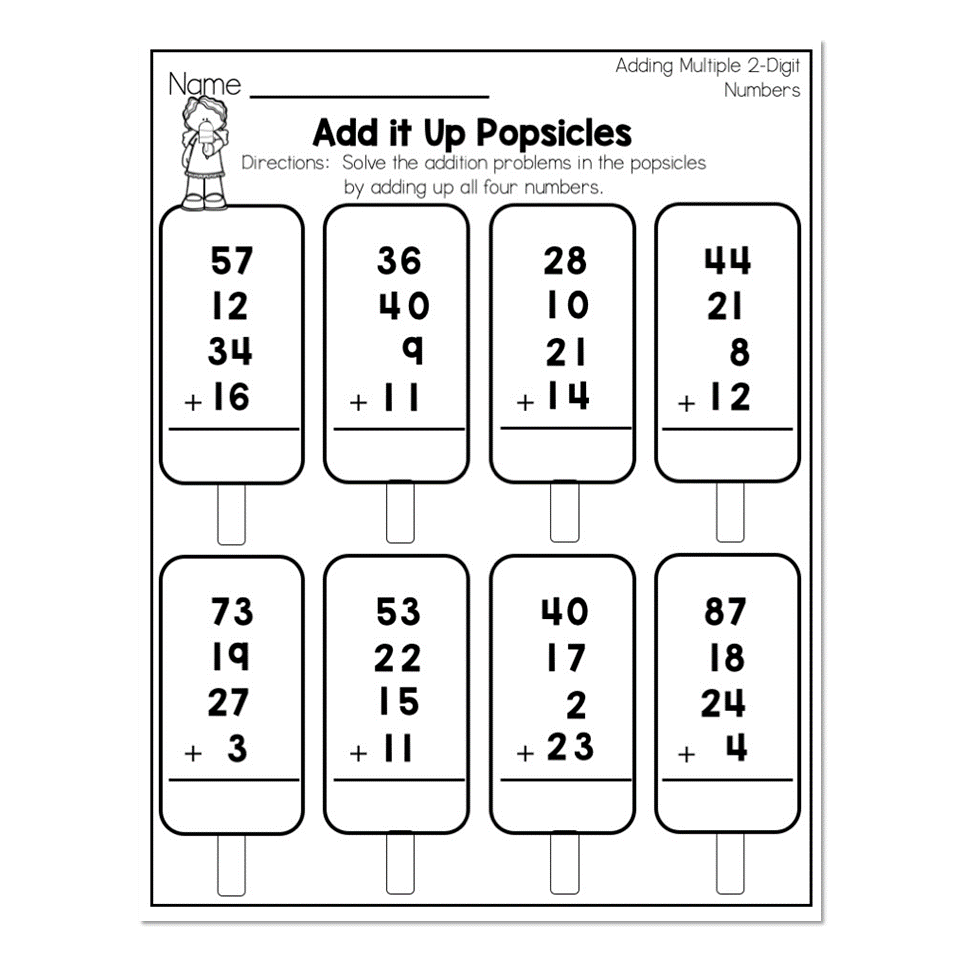 2nd Grade Math - Worksheets on Adding Three One-Digit Numbers ...