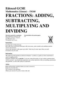 Fractions: Adding, Subtracting, Multiplying, and Dividing ...