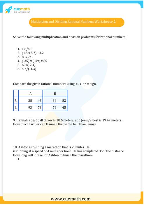 Operations on Rational Numbers - Rules, Methods, Examples. - Worksheets Library