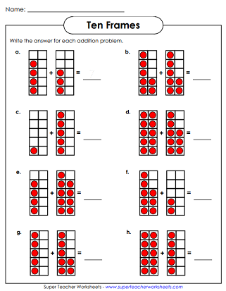 Ten Frames- Adding within 5 Math Worksheet - Twisty Noodle - Worksheets Library