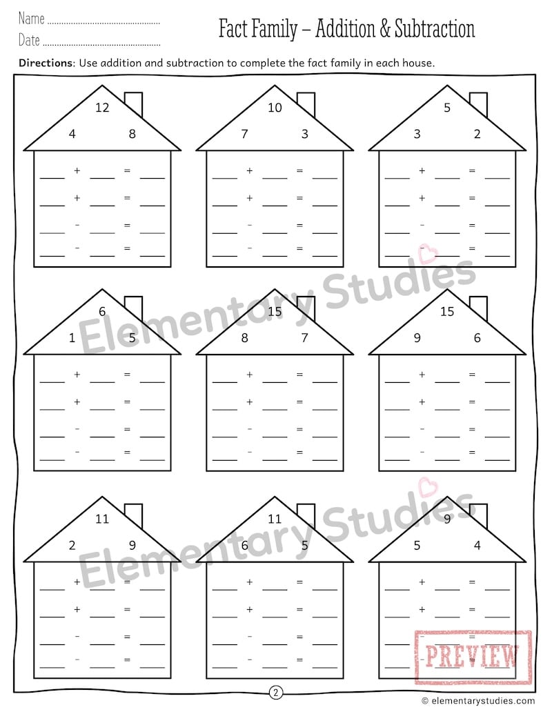 Addition And Subtraction Fact Families Up To 10 Elementary Studies Addition And Subtraction Fact Families Up To 10 Elementary Studies