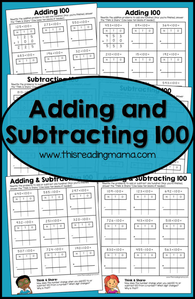 Adding and Subtracting 100 Worksheets - This Reading Mama - Worksheets Library