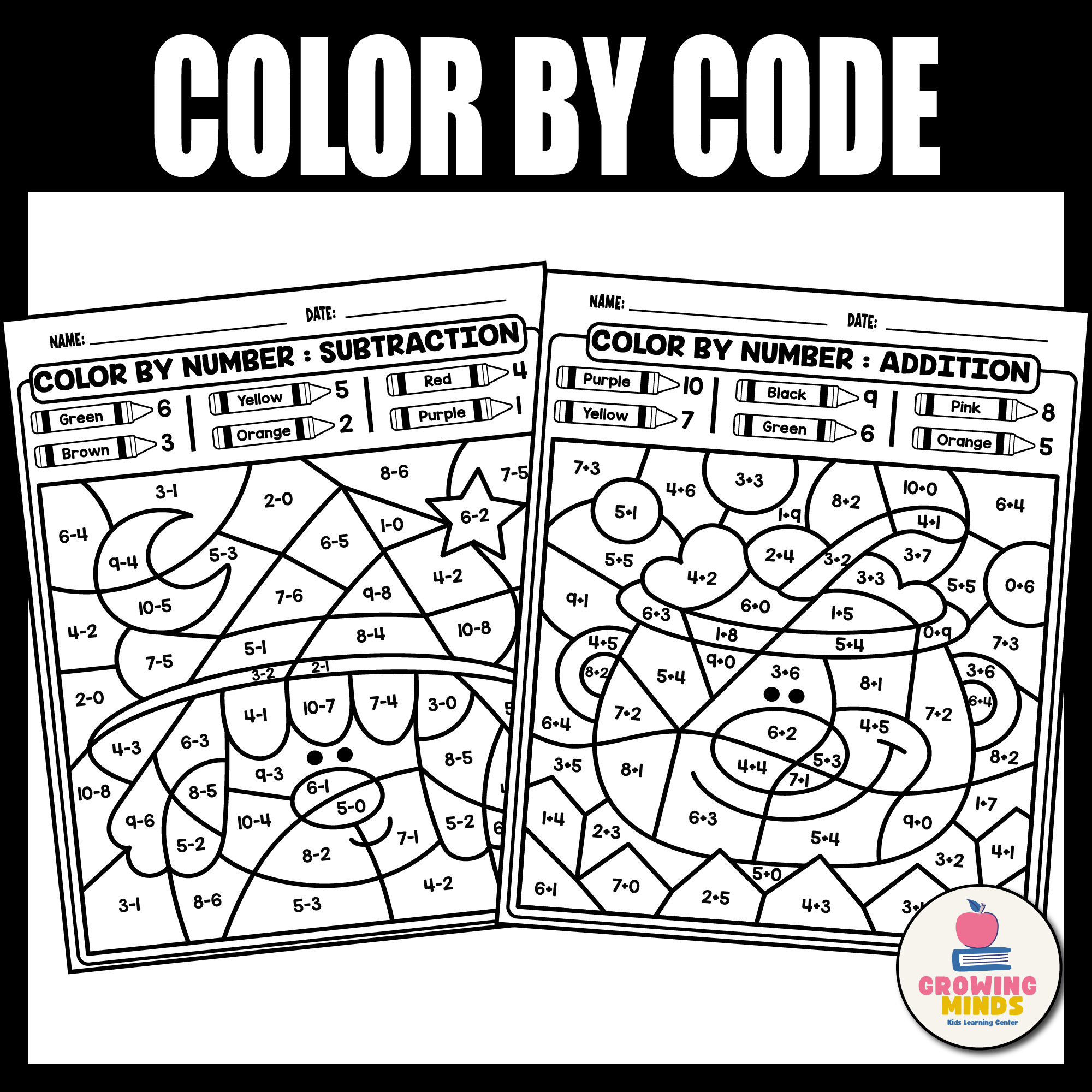 Color by numbers - addition and subtraction worksheet for ...
