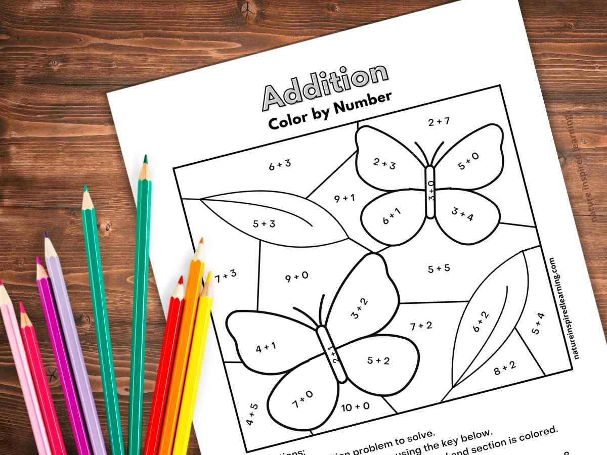 Addition Color by Number Worksheets - Nature Inspired Learning ...