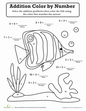 Addition Color by Number | Worksheet | Education.com - Worksheets Library