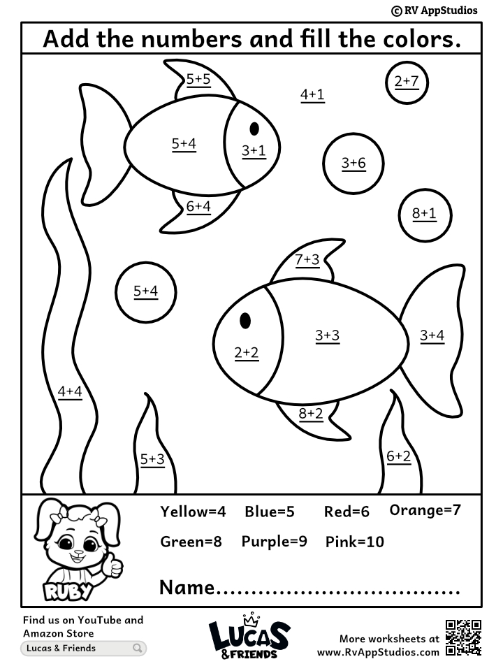 Color By Adding Numbers Worksheets | Free Printable Worksheets ...
