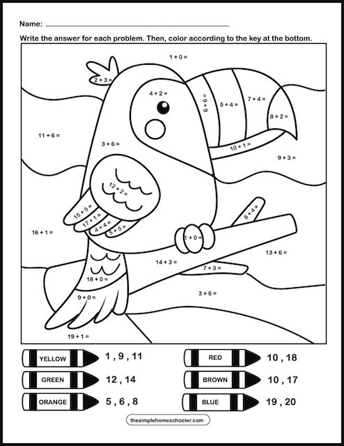 10 Bright Addition Color by Number Worksheets: Easy Print! - The ...