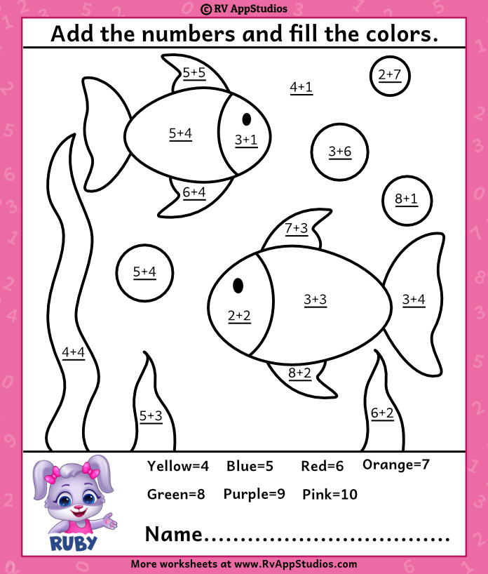 Color By Adding Numbers Worksheets | Turtle Diary - Worksheets Library
