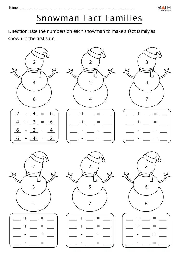 Fact Family Worksheets - Math Monks - Worksheets Library