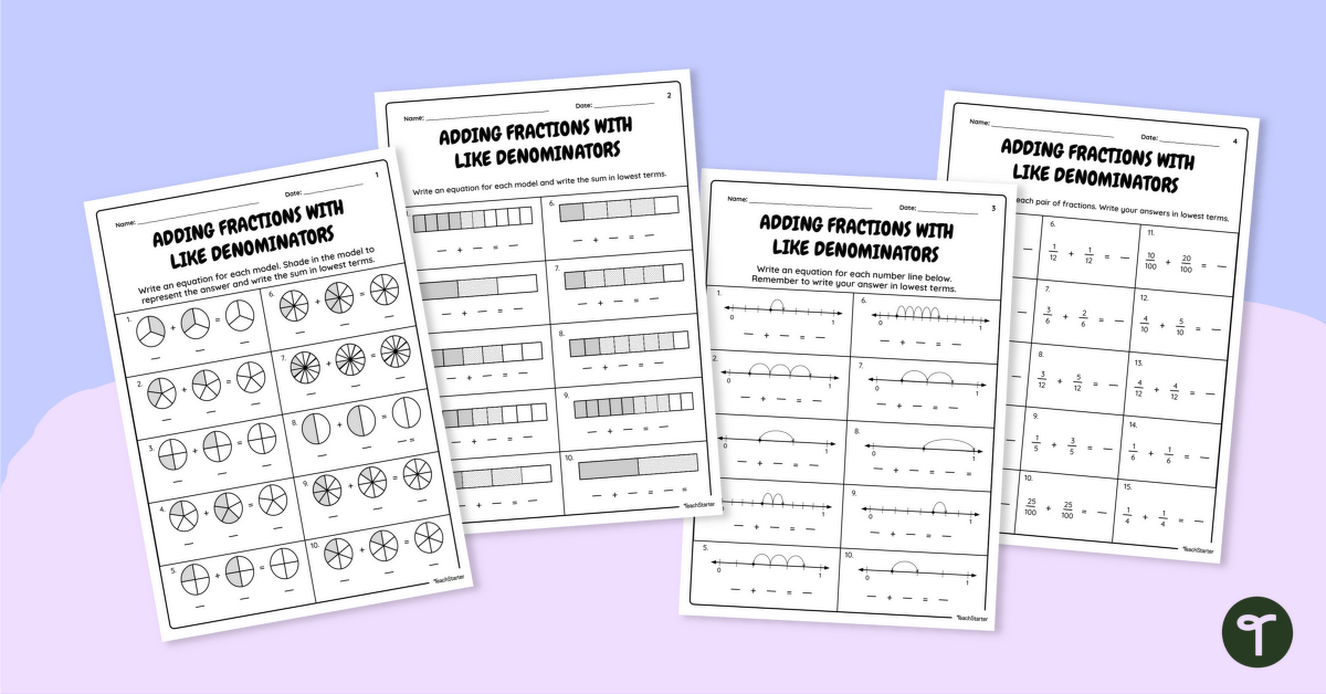 Adding Fractions With Unlike Denominators Practice Activities For