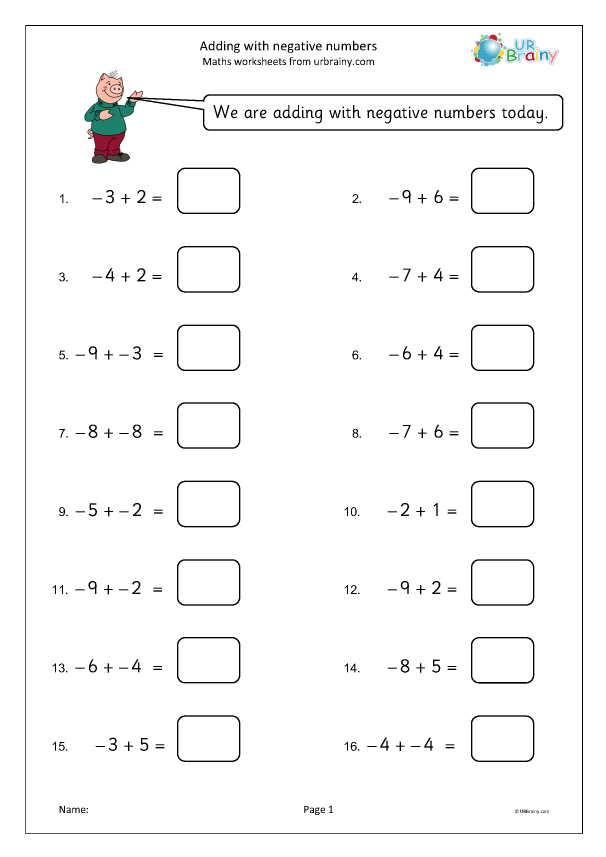 Adding With Negative Numbers Number And Place Value For Year 6 Worksheets Library