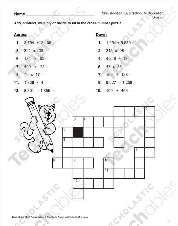Addition, Subtraction, Multiplication, Division: Math Skills ... - Worksheets Library