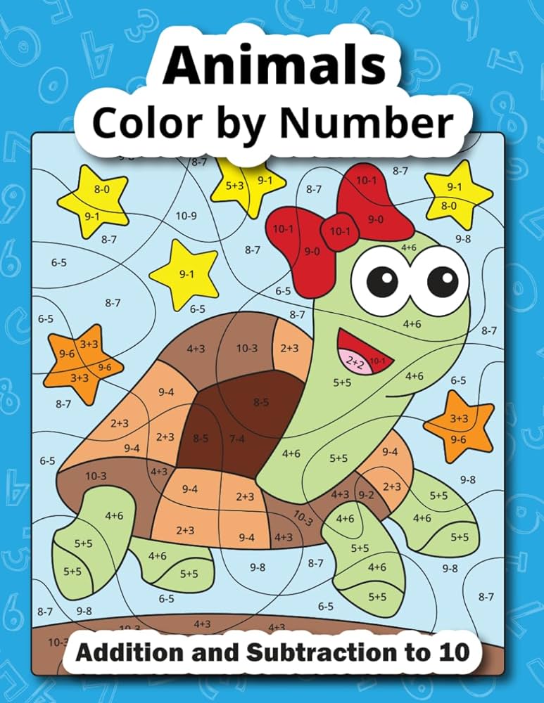 Color by Number Addition and subtraction to 10: Math Coloring Book ...