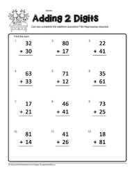 2 Digit Addition No Regrouping Worksheets - Worksheets Library