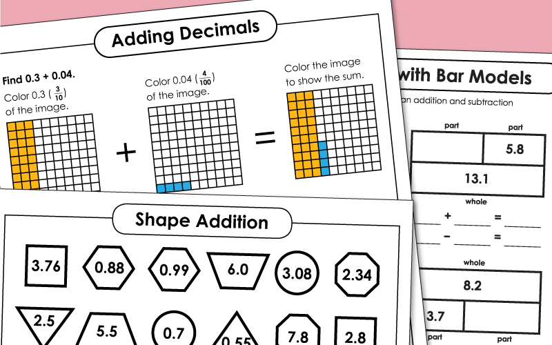 Free addition with decimals worksheet, Download Free addition with ...