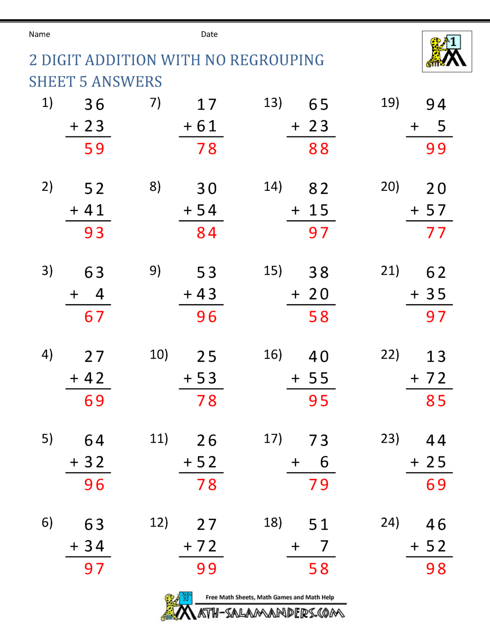 2nd Grade Math Worksheets - 3-Digit Addition Without Regrouping ...
