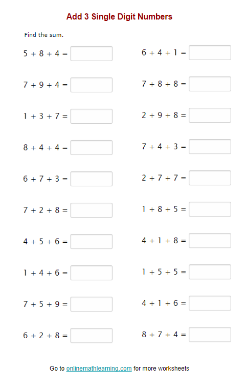 Free addition worksheet 3 addends vertical, Download Free addition ...