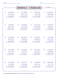 Adding Large Numbers Worksheets - Worksheets Library