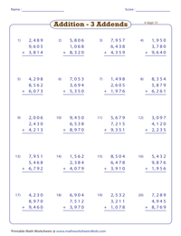 Addition Worksheets Big Print