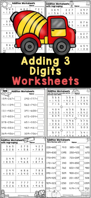 3 Digit Addition Worksheets - Worksheets Library