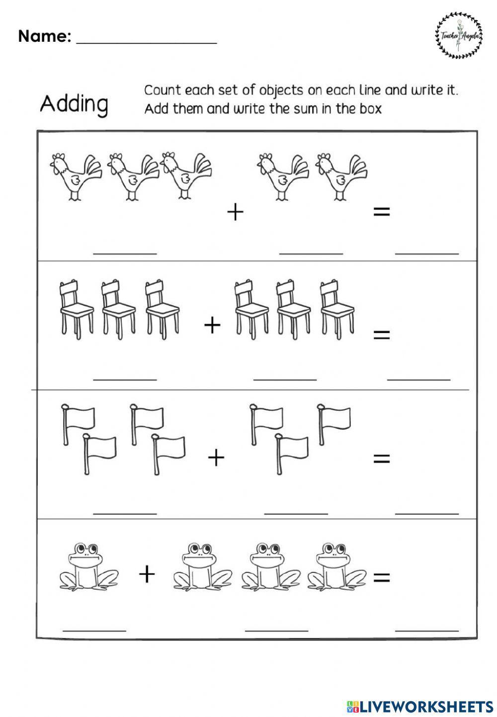 Adding With Pictures Interactive Worksheet Live Worksheets