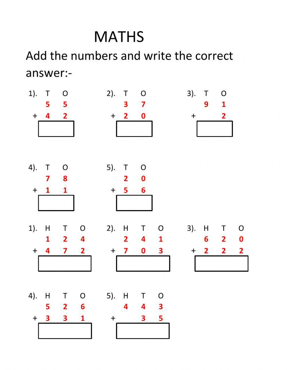 Addition worksheets for grade 2 - Second grade math printable ...