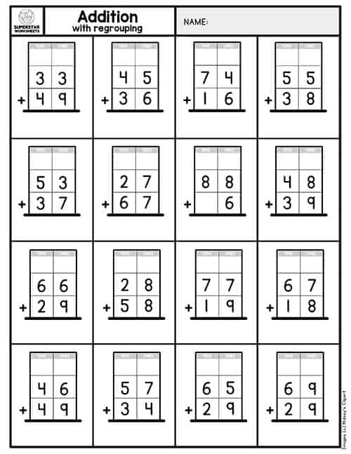 Addition with Regrouping Worksheets - Superstar Worksheets - Worksheets ...