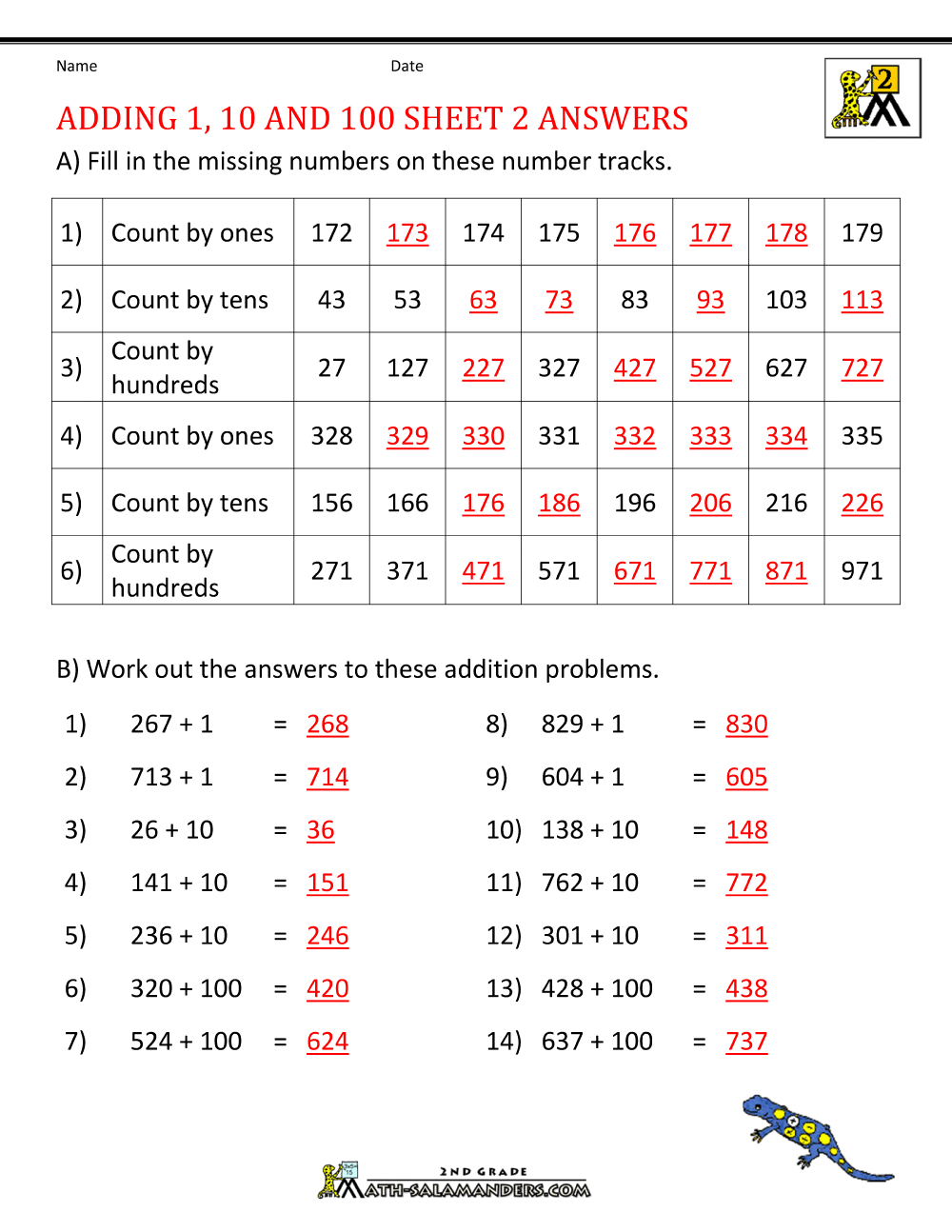 Adding 1 10 100 Worksheets - Worksheets Library