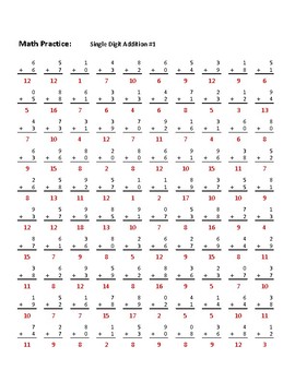 Single Digit Addition Worksheet 1 Answer Sheet - Worksheets Library
