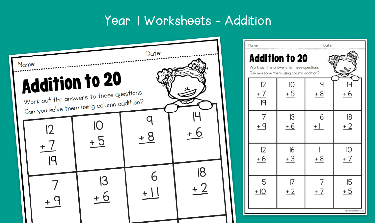 Year 1 | Column Addition to 20 Worksheets | KS1 Addition | Primary ... - Worksheets Library