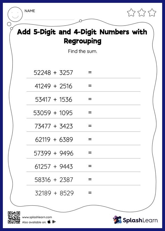Large Numbers Addition Worksheets for Kids Online - Worksheets Library