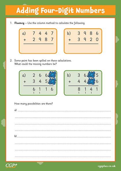 Column Addition Year 4 Cgp Plus Worksheets Library