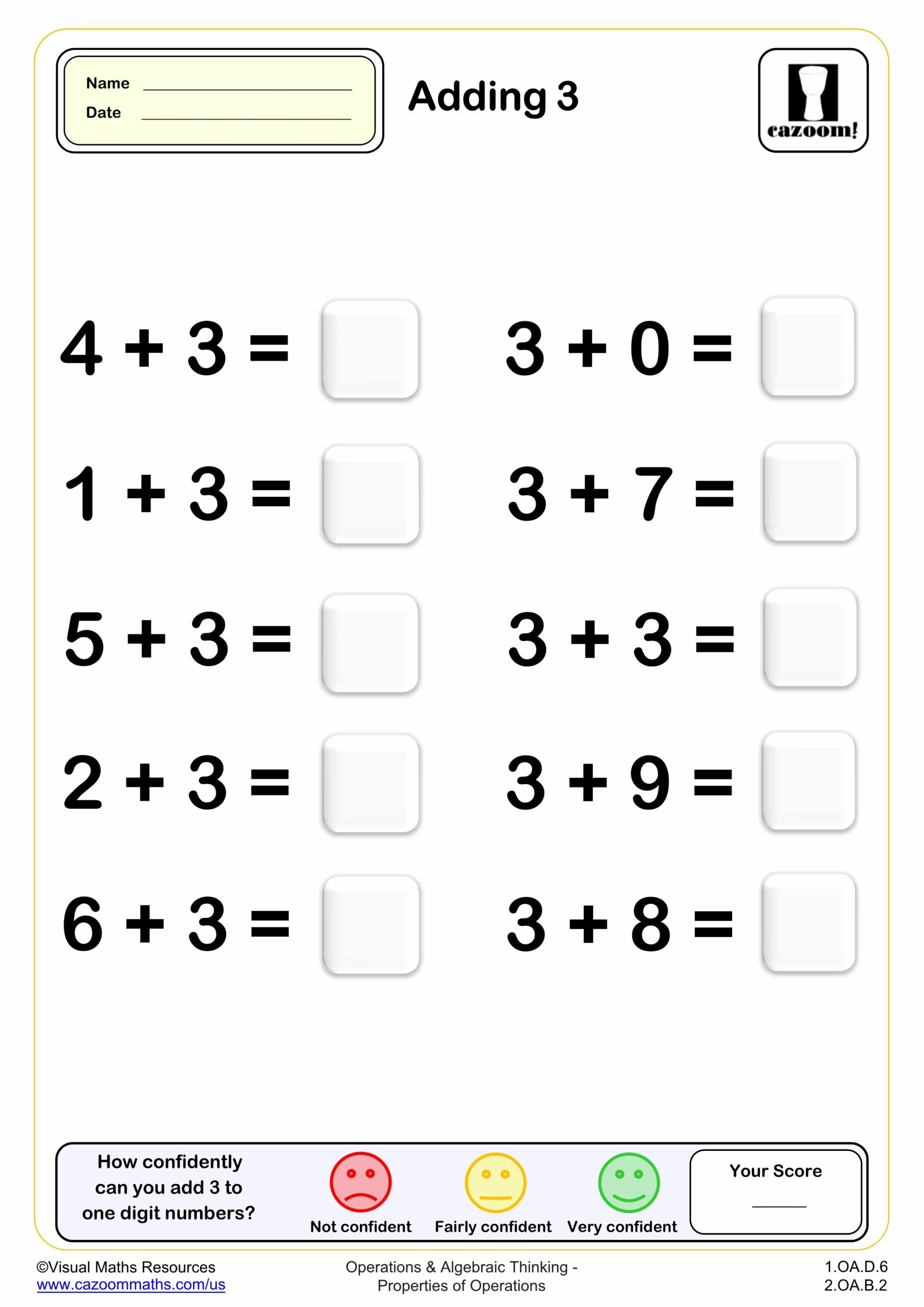 Adding 3 drills (10 questions) | 1st Grade PDF Addition Worksheets ...