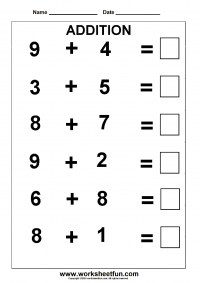 Free addition worksheet sums up to 20, Download Free addition worksheet ...