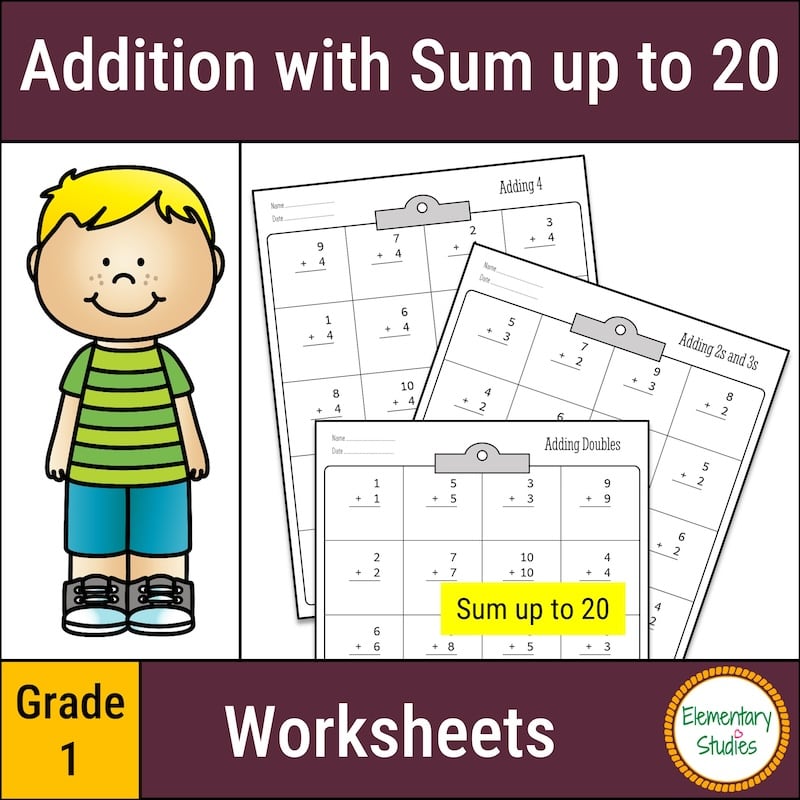 Addition with Sum up to 20 Worksheets - Elementary Studies - Worksheets ...