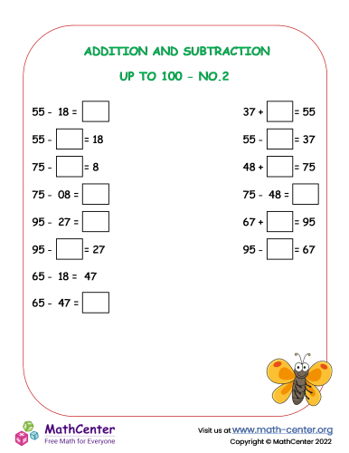 Addition and subtraction up to 100 - Worksheet No.2 | Worksheets ...