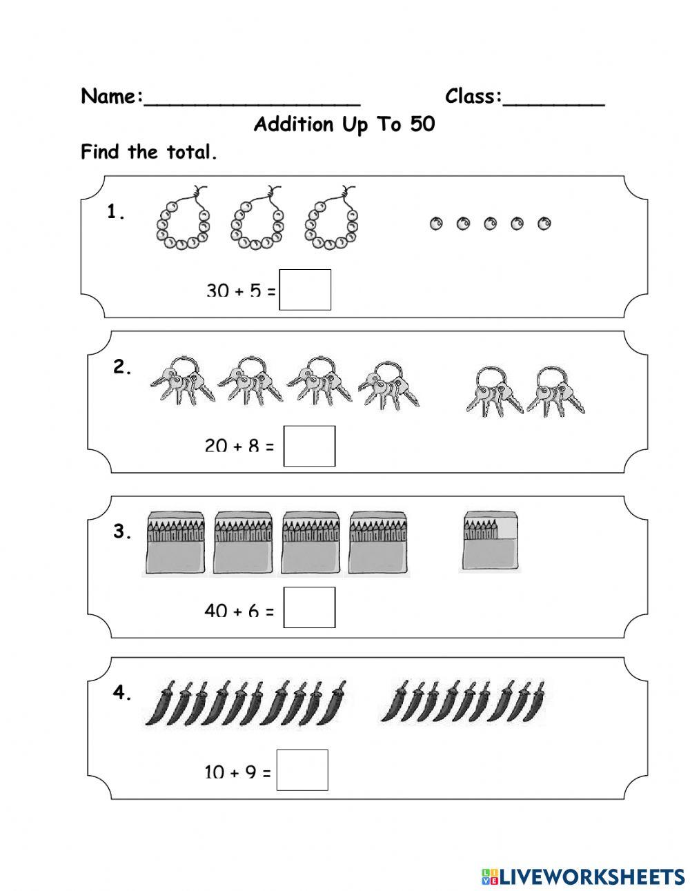 Addition Of Numbers Up To 50 Worksheet Live Worksheets Worksheets Addition Of Numbers Up To 50 Worksheet Live Worksheets Worksheets