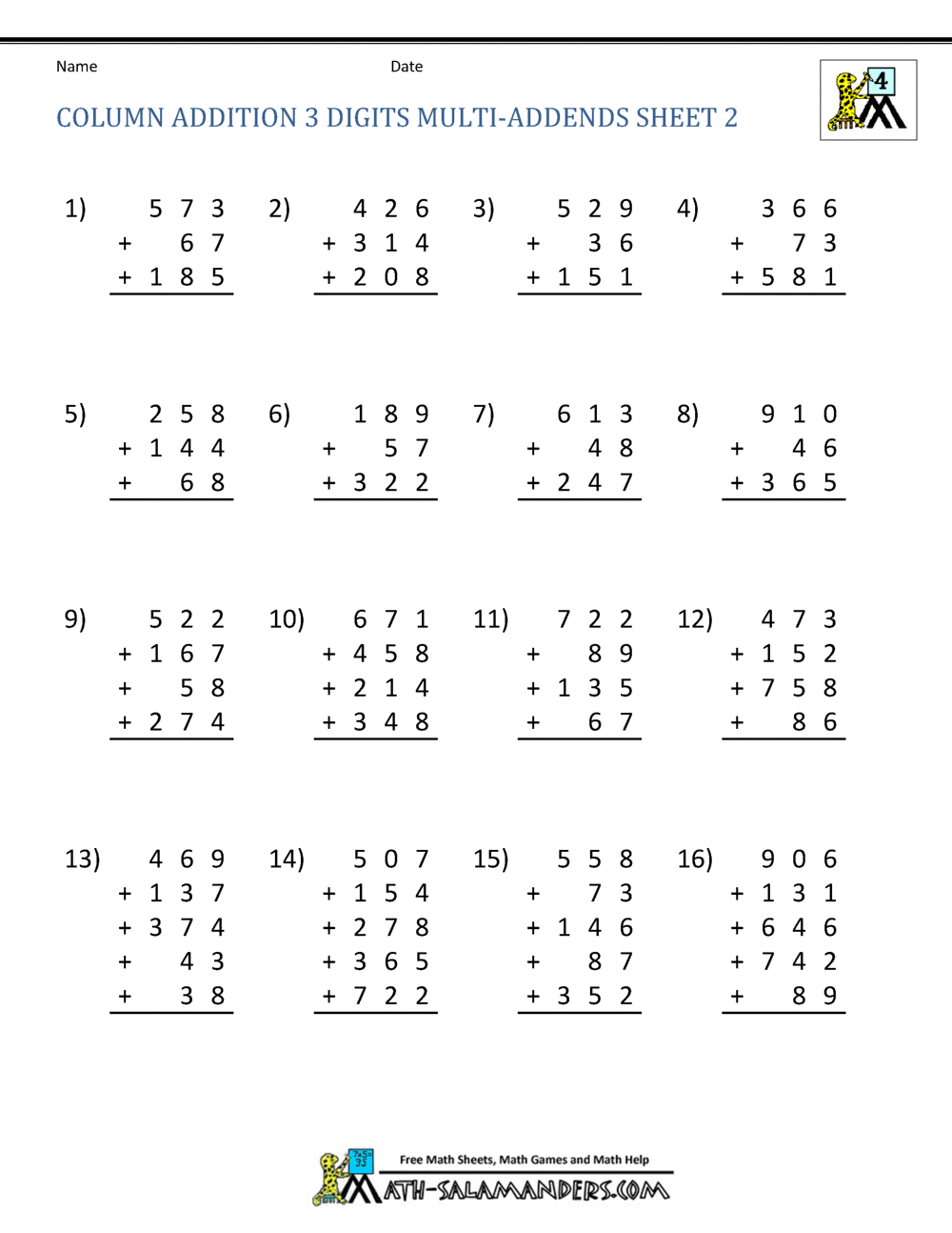 Free addition worksheet with regrouping, Download Free addition ...