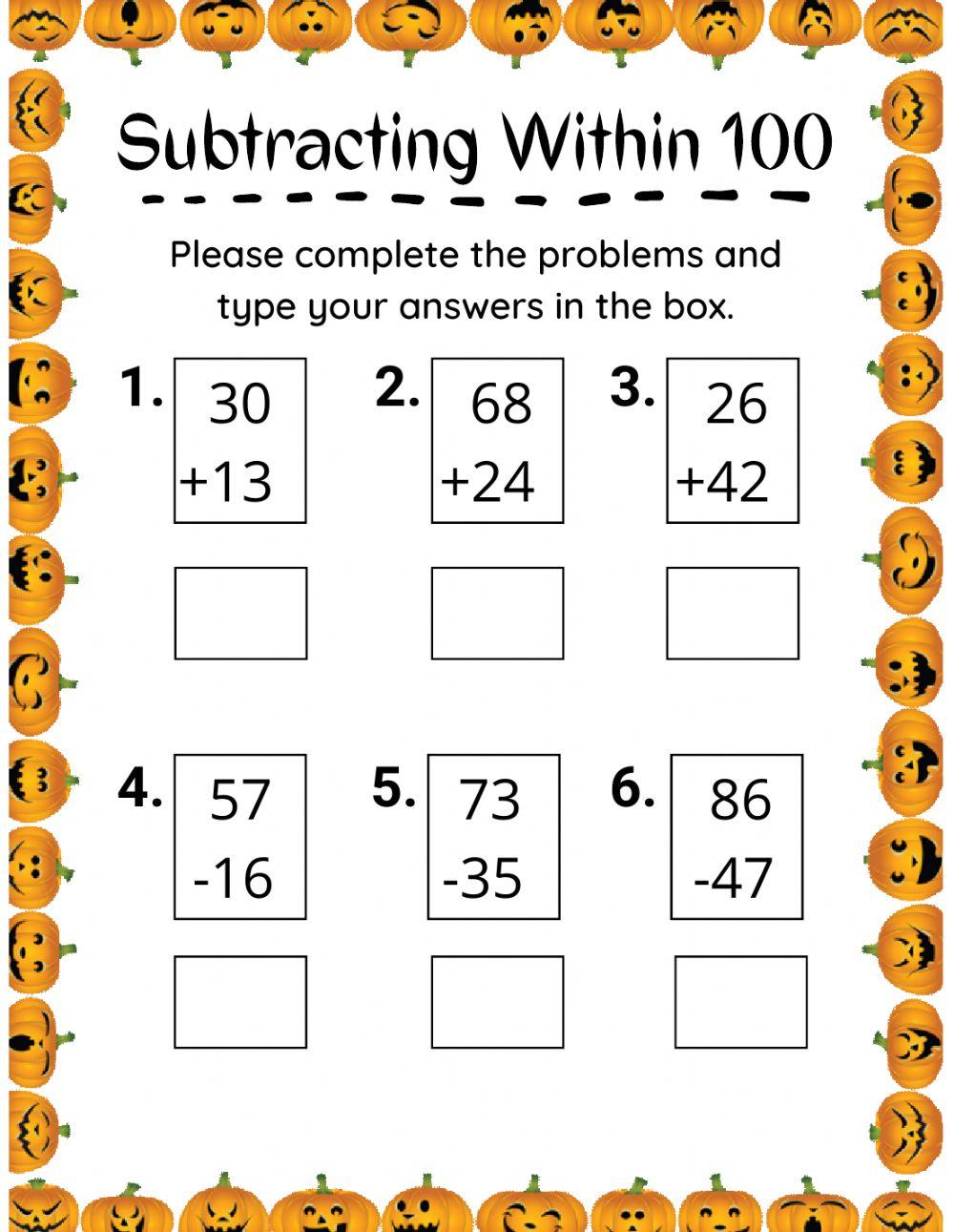 Adding Within 100 Worksheets Addition Within 100 Bar Model Worksheet