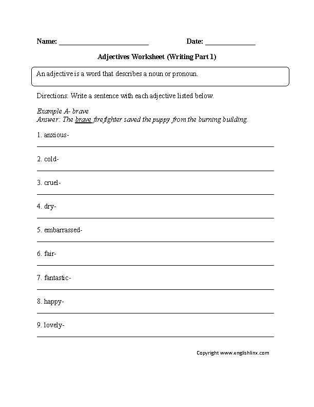 Adjectives with Answers-6 - skoolon.com - Worksheets Library
