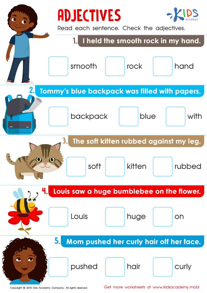 Interactive Adjectives Worksheet - Free Worksheet With Check Answers - Worksheets Library
