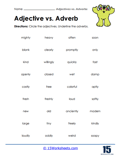 Adjectives vs. Adverbs Worksheets - 15 Worksheets.com - Worksheets Library