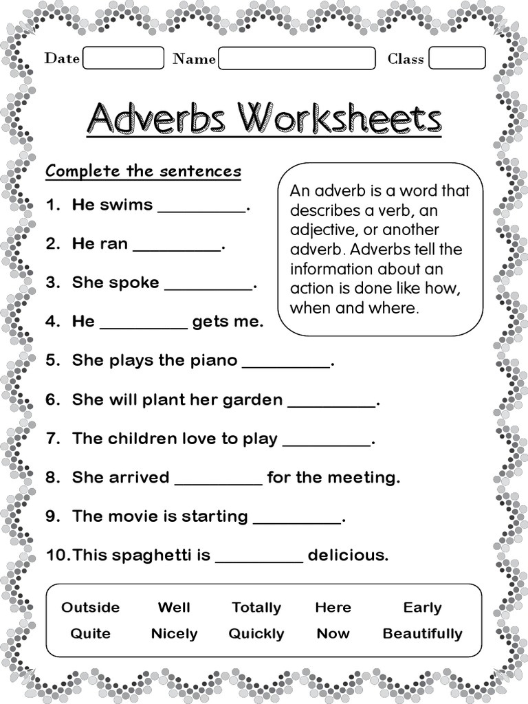 Free adverbs practice worksheet, Download Free adverbs practice worksheet png images, Free ...