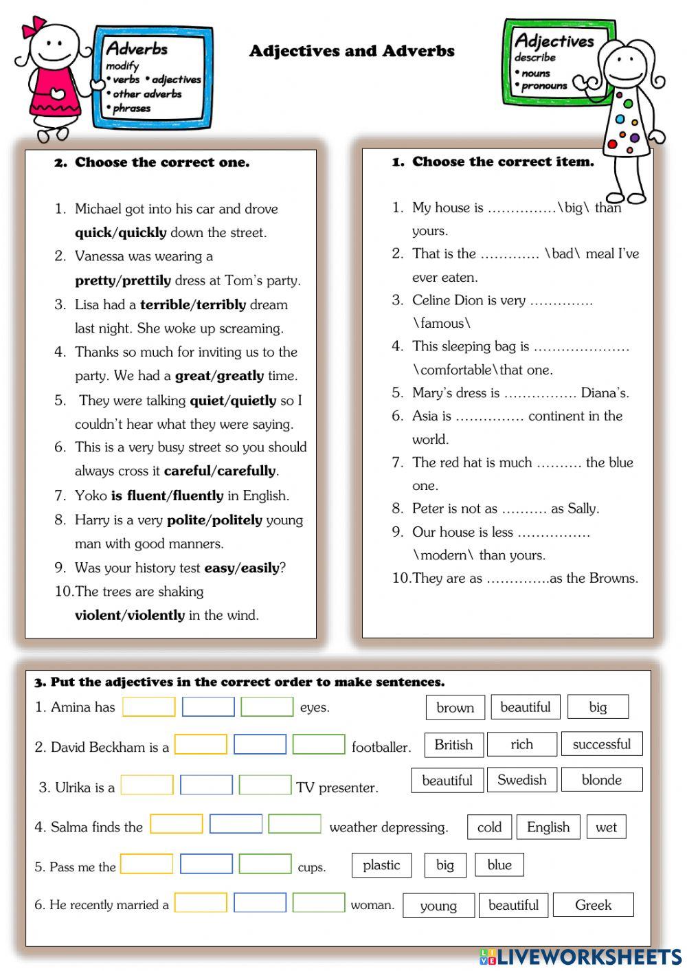 Adverbs and Adjectives Worksheet 3 | Answers - Worksheets Library