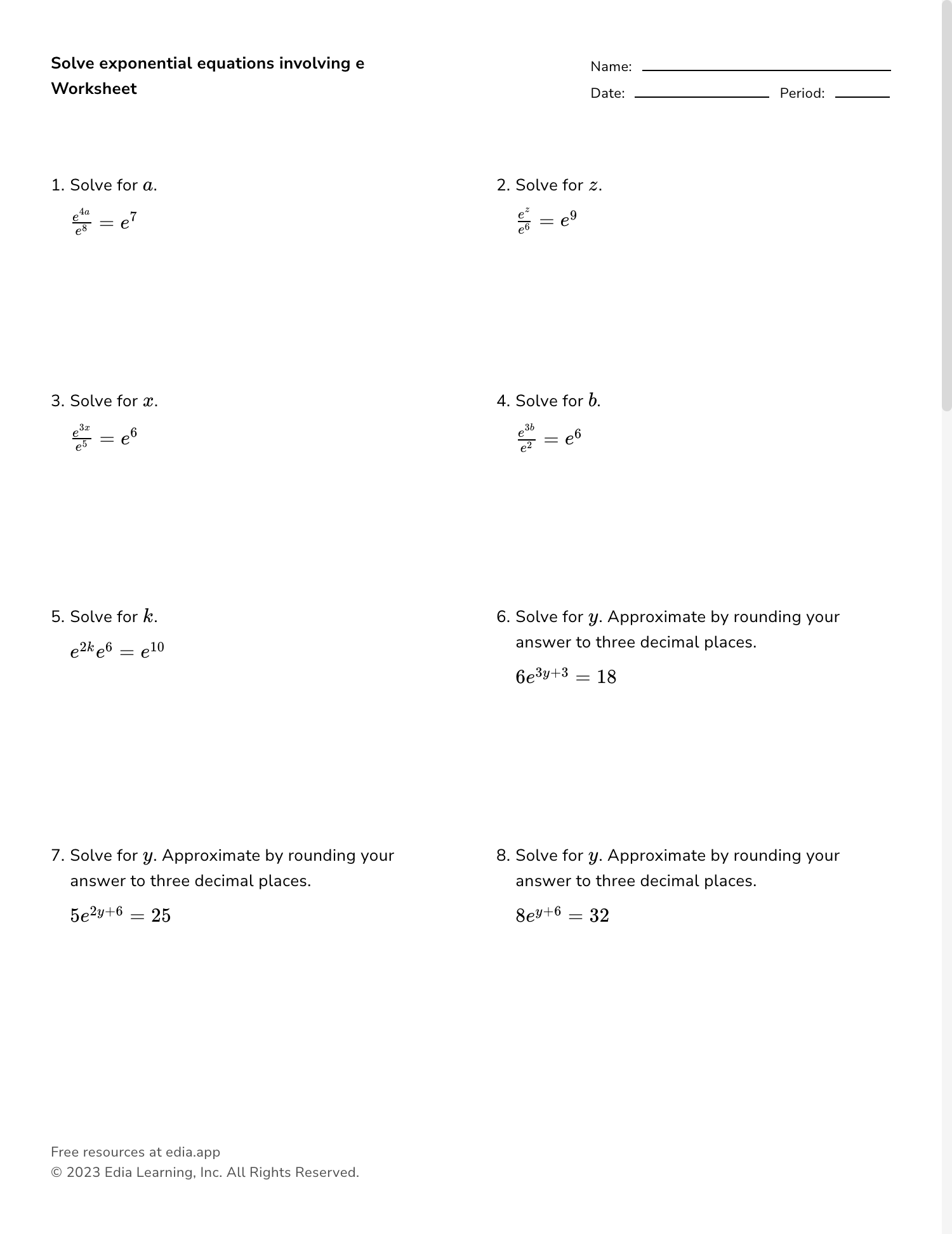 Edia Free Math Homework In Minutes Worksheets Library