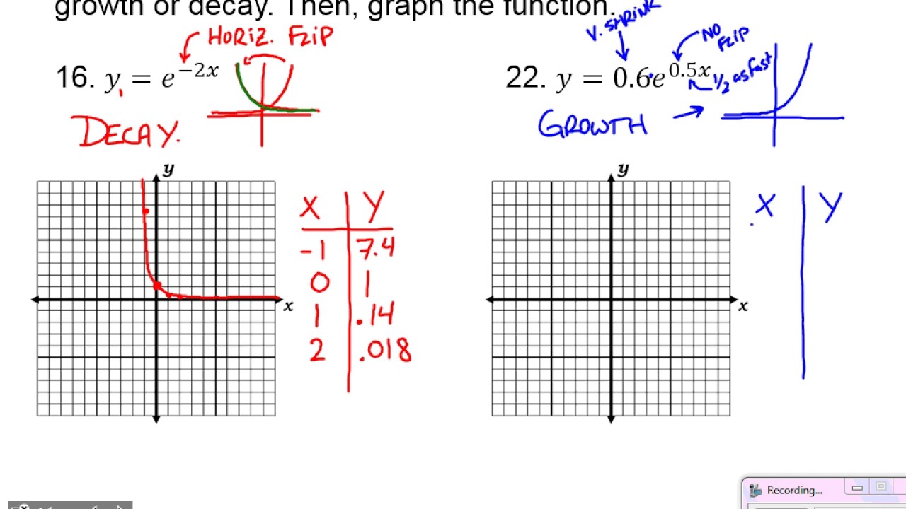 Algebra 2: Section 6.1 - Exponential Growth and Decay Functions ...