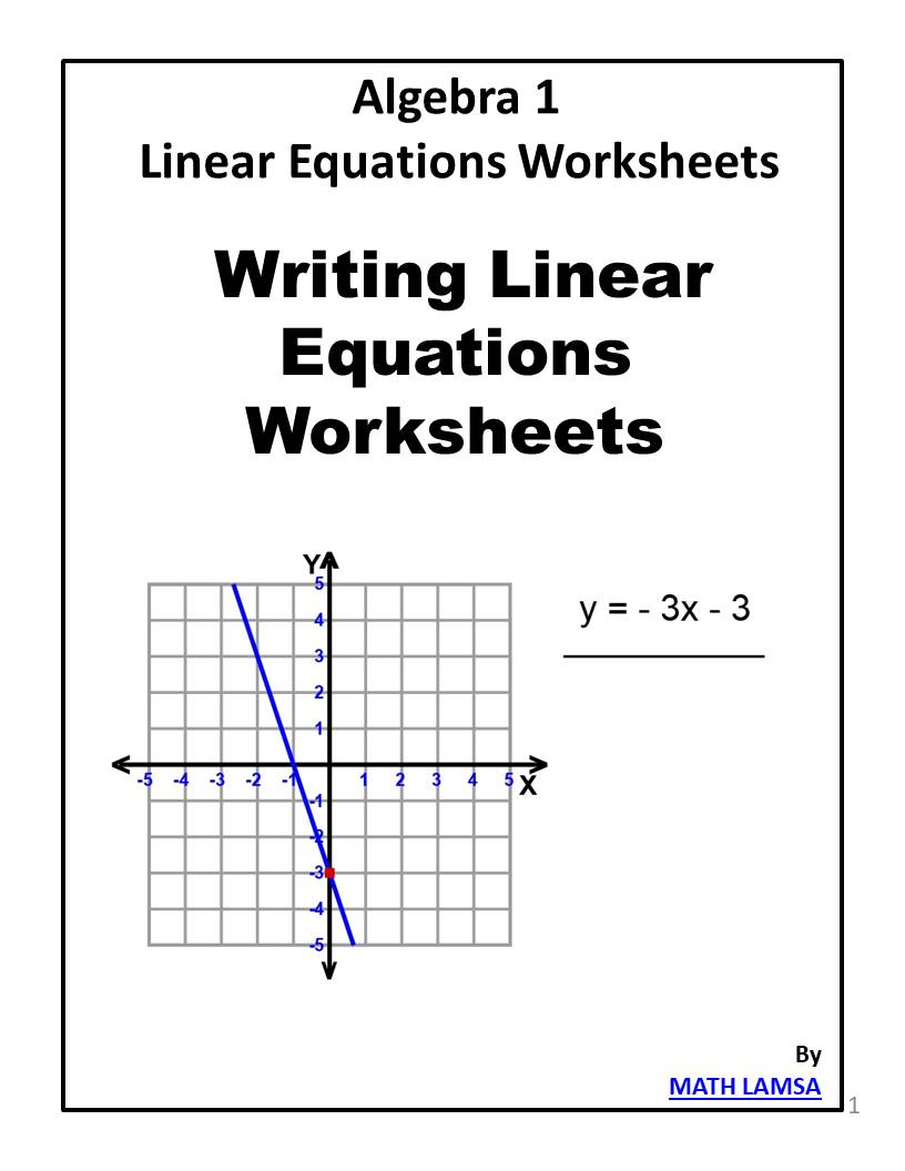 Write The Equation From Each Line Writing Linear Equations