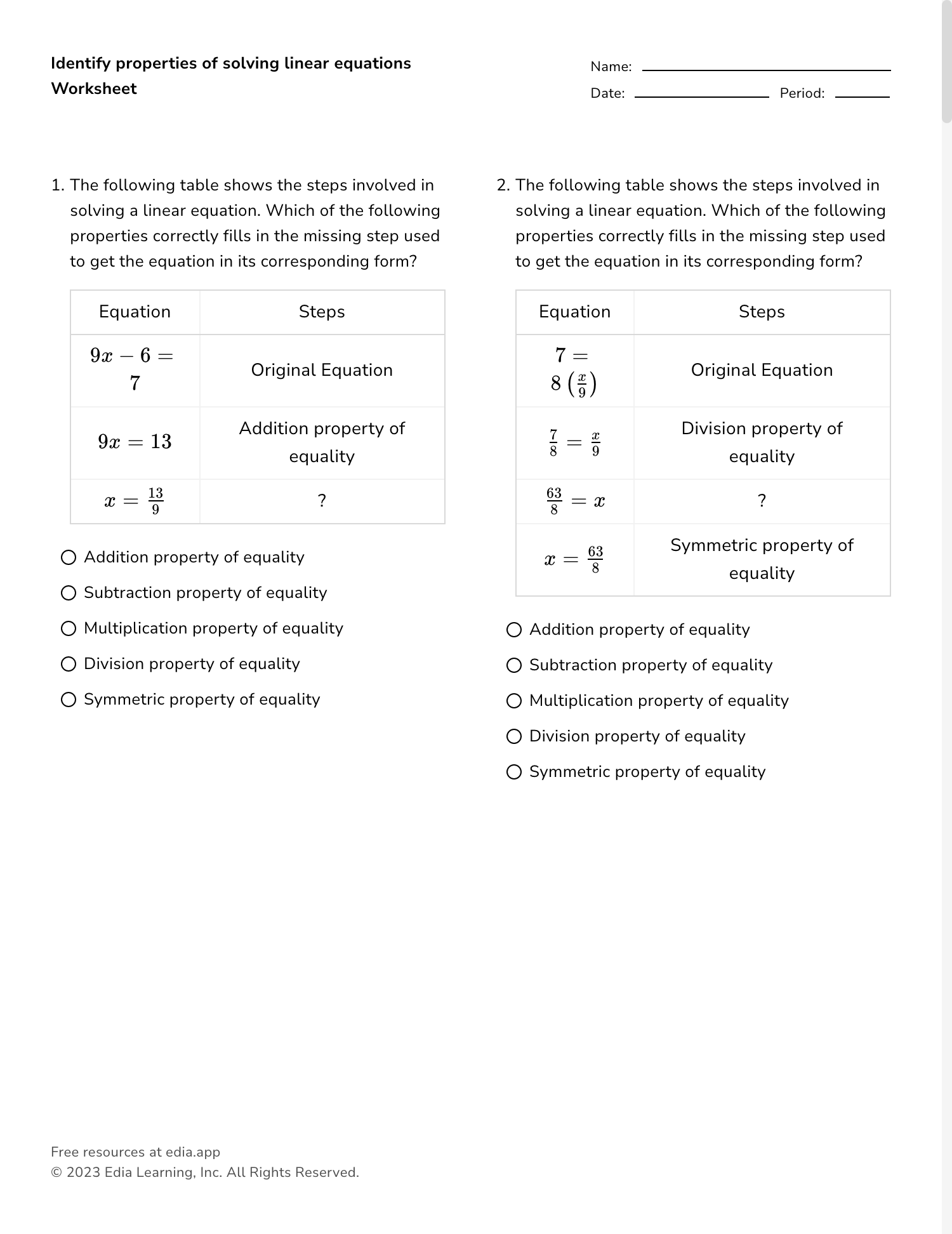 Free Algebra Properties Worksheet Recognizing Download Free Algebra Free Algebra Properties Worksheet Recognizing Download Free Algebra