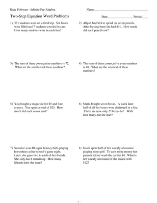 Two step%20 word%20problems | PDF - Worksheets Library