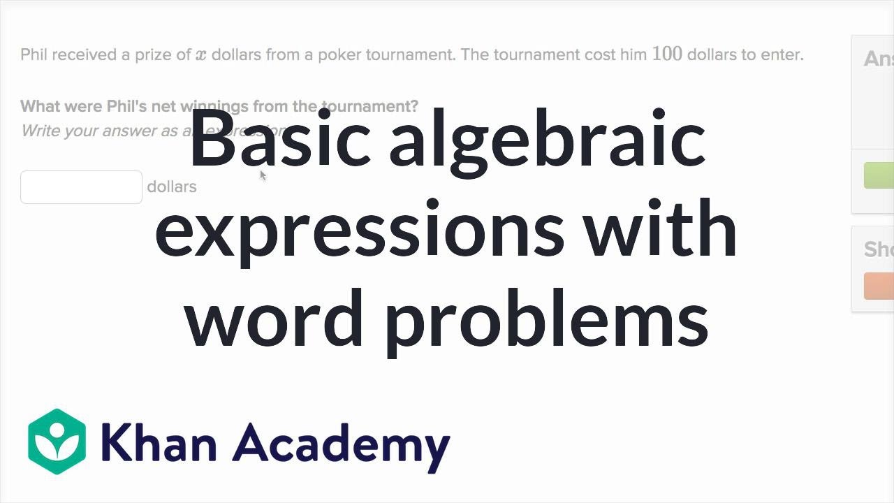 Writing Algebraic Expressions Word Problems Worksheet Teaching